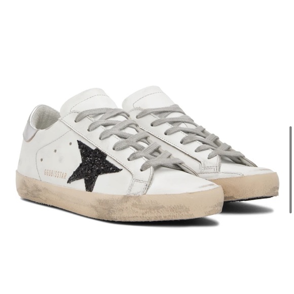 Golden Goose | Shoes | Gold Goose White Glitter Superstar Sneaker ...